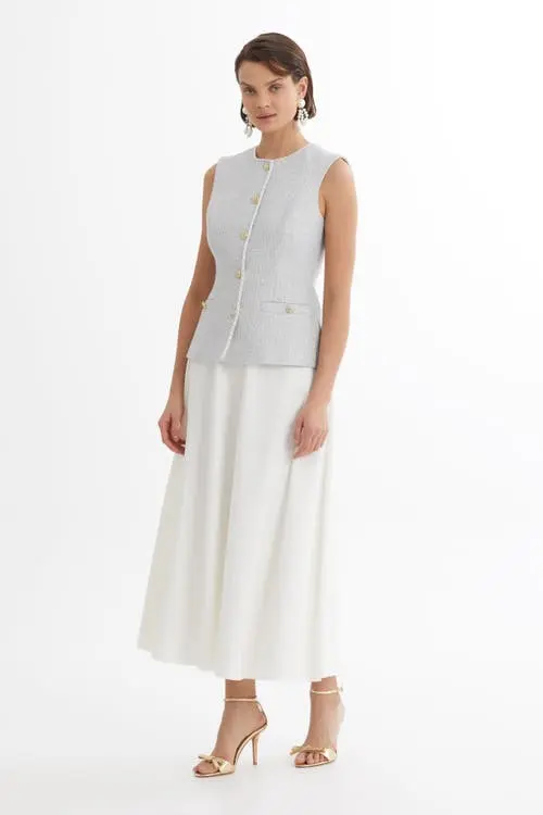 GIZIA Piped-detail Vest Skirt Set