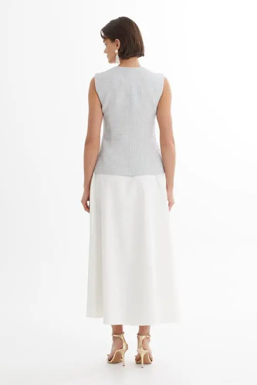 GIZIA Piped-detail Vest Skirt Set