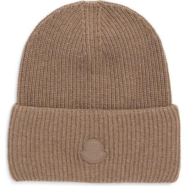 Moncler Logo Patch Virgin Wool & Cashmere Beanie