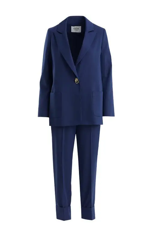 GIZIA Dark Navy Single-button Blazer Suit