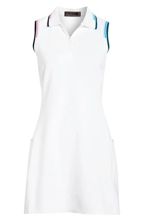 G/fore Sleeveless A-line Polo Dress With Striped Trim