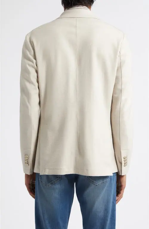 Eleventy Double Breasted Tan Knit Wool Blend Peak Lapel Sport Coat