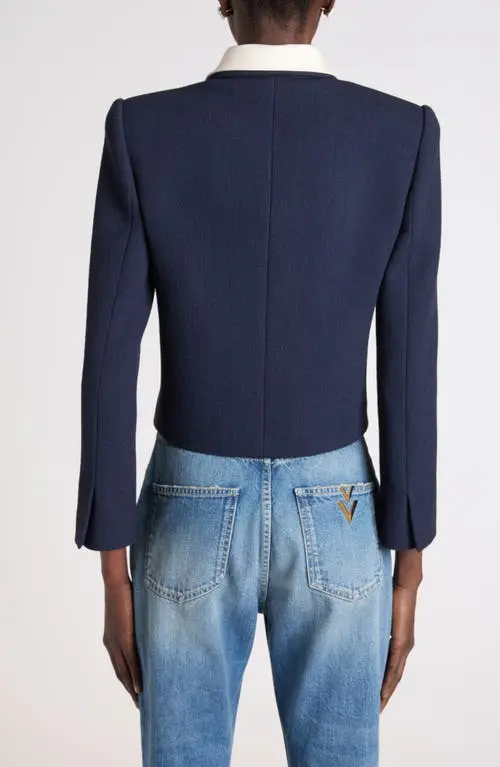 Valentino Garavani Layered Collar & Bow Wool Crepe Jacket