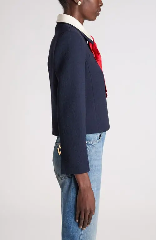 Valentino Garavani Layered Collar & Bow Wool Crepe Jacket