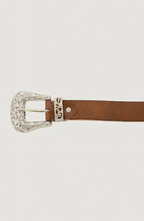 MODENAIRE Leather Belt With Engraved Buckle