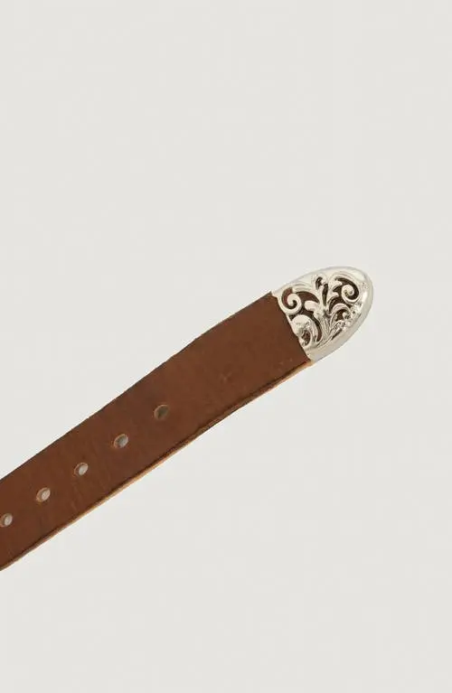 MODENAIRE Leather Belt With Engraved Buckle