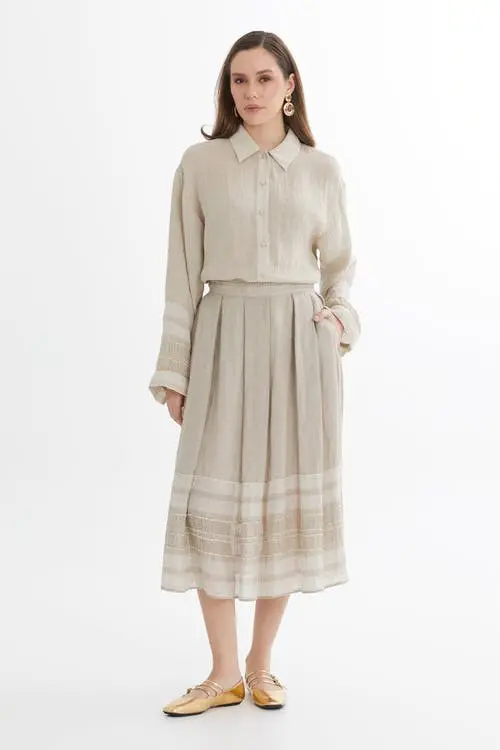 GIZIA Striped Midi Skirt