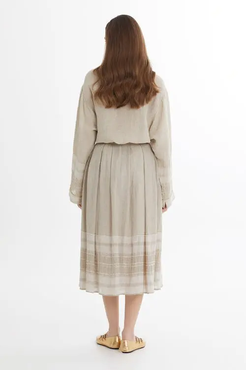 GIZIA Striped Midi Skirt