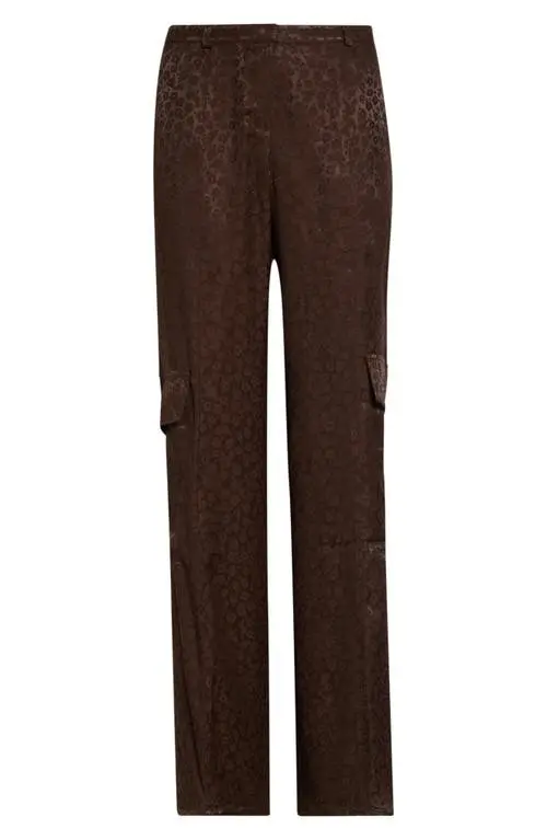 SIEDRES Kimmy Satin Jacquard Straight Leg Cargo Pants - Brown