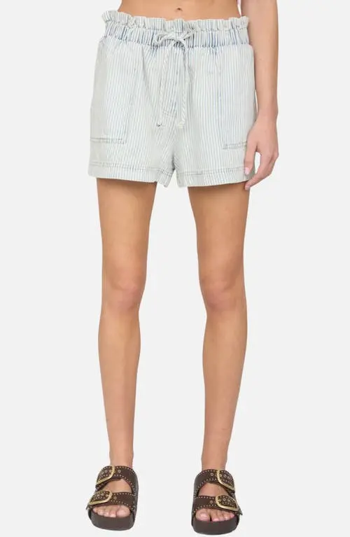 J.O.A. Striped Paperbag Waist Denim Shorts