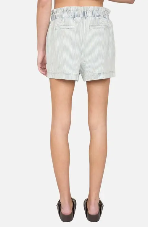 J.O.A. Striped Paperbag Waist Denim Shorts
