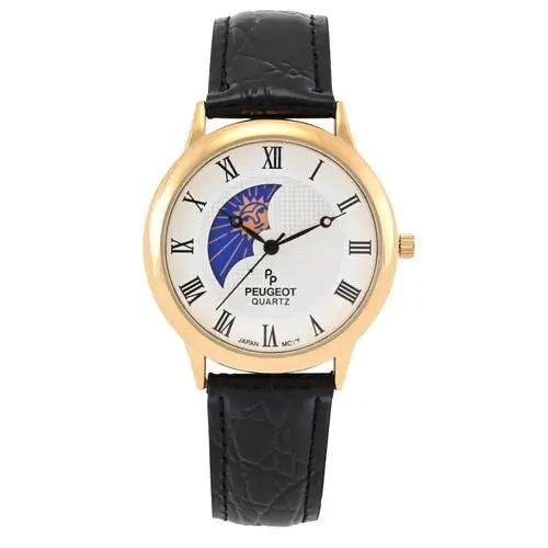 PEUGEOT Vintage Left Window Sun Moon Leather Watch- 38mm - Black