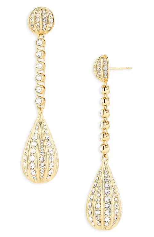 Valentino Garavani Linear Drop Earrings With Crystal Embellishments - Gold