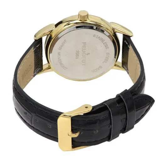 PEUGEOT Vintage Gold-plated Watch With Leather Band