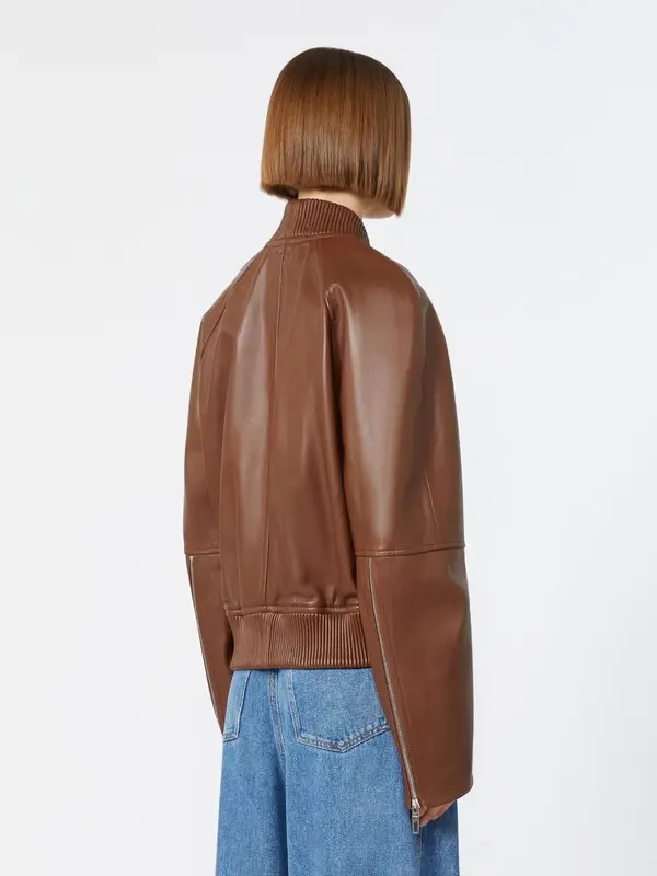 Max Mara Nappa Leather Bomber Jacket