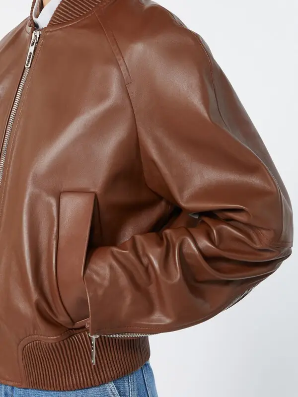 Max Mara Nappa Leather Bomber Jacket
