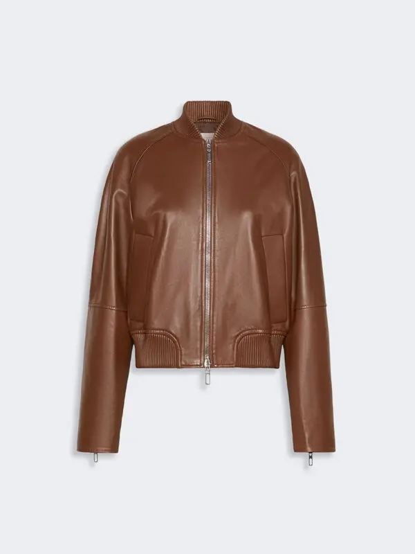 Max Mara Nappa Leather Bomber Jacket