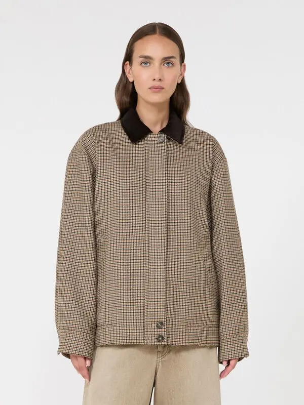 Max Mara Houndstooth Wool Bomber Jacket