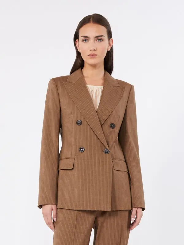 Max Mara Plain-weave Wool Double-breasted Jacket