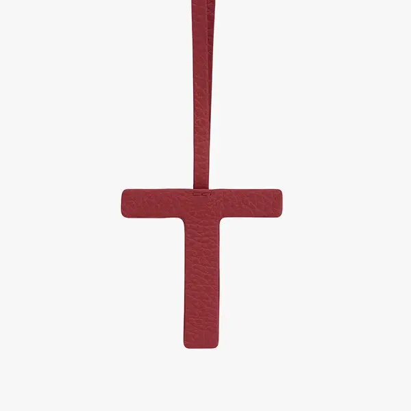Cuyana Letter Keychain T - Ruby/nude