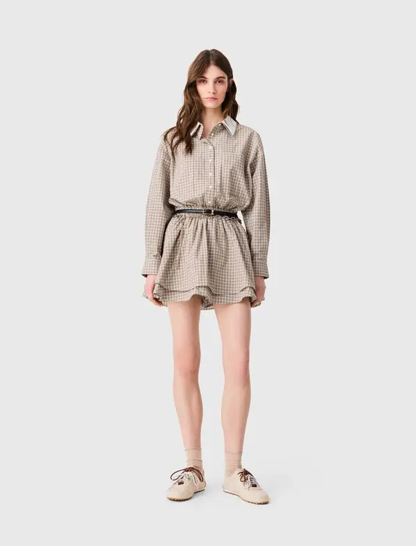Maje Short Rhinestone Checked Dress