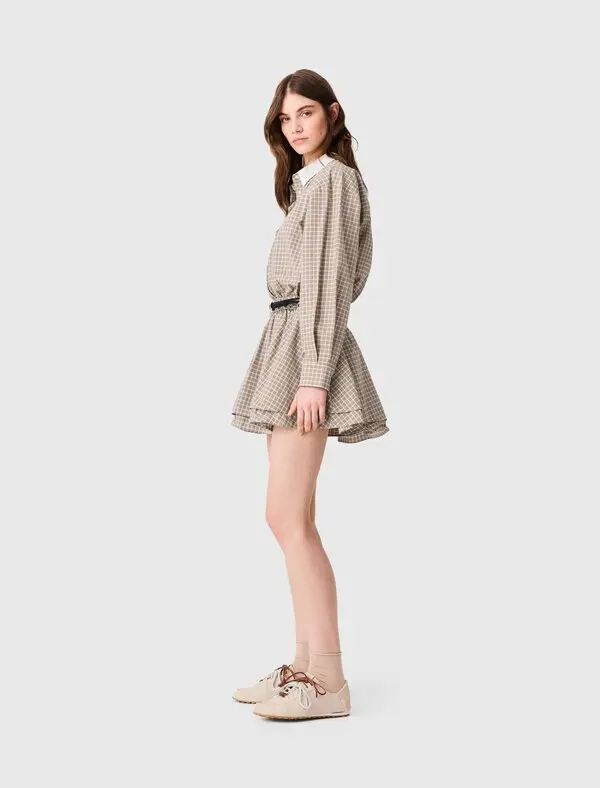 Maje Short Rhinestone Checked Dress