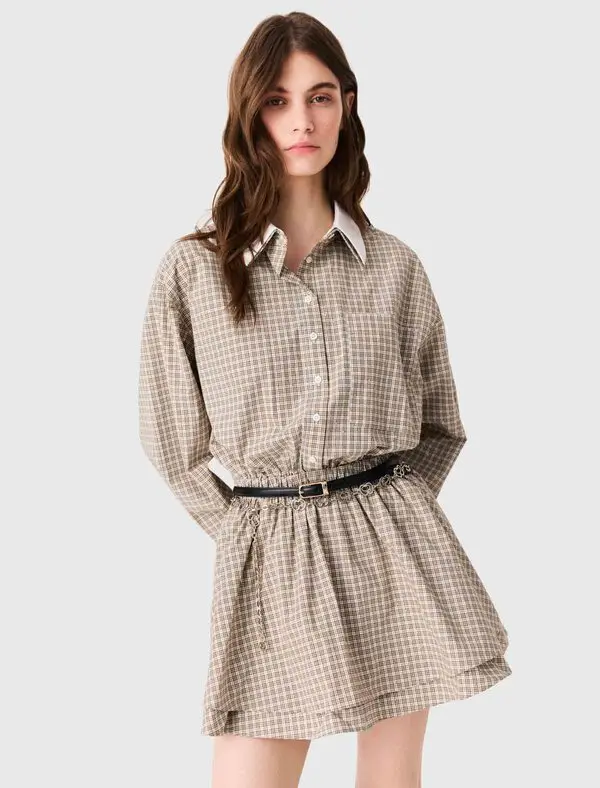 Maje Short Rhinestone Checked Dress