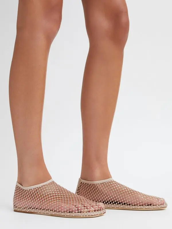 Christopher Esber Minette Embellished Mesh Ballerina Flats