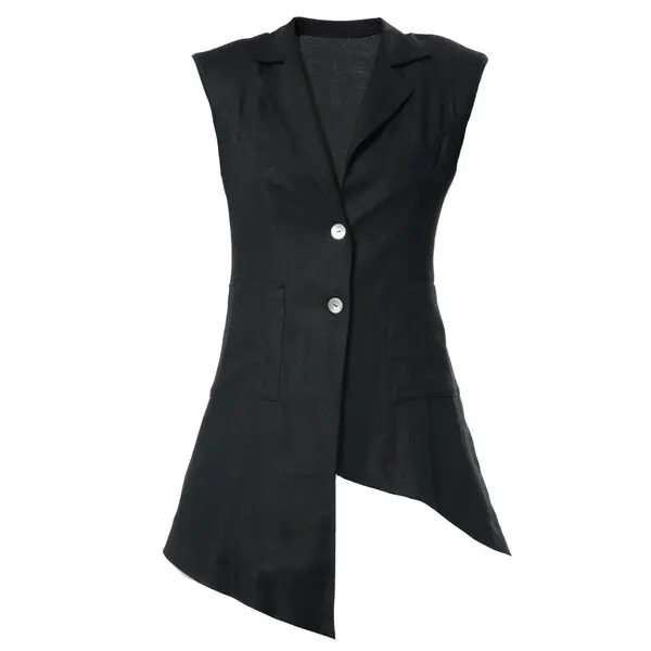 METAMORPHOZA Asymmetric Buttoned Top With Linen