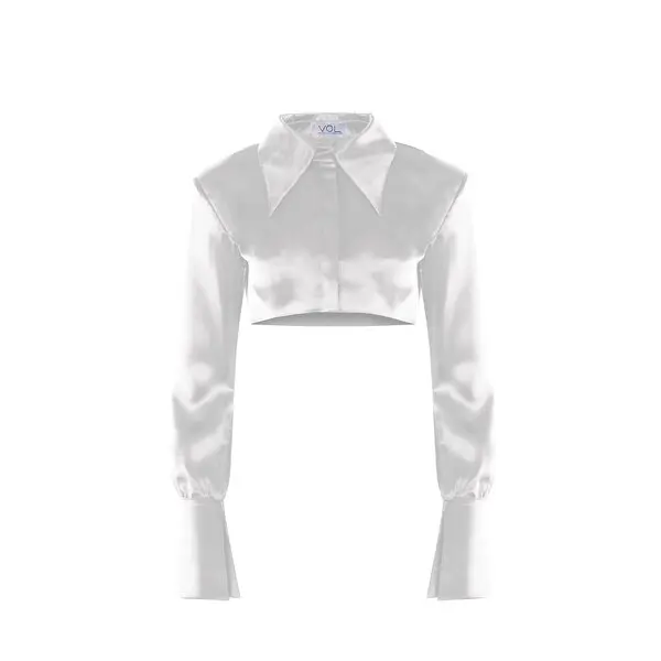 VESTIAIRE D'UN OISEAU LIBRE Cropped Silk Shirt - White