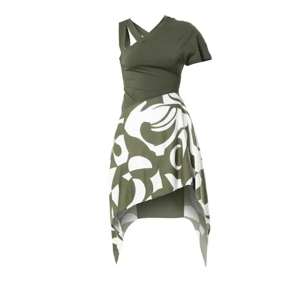 METAMORPHOZA Open Shoulder Long Top With Print