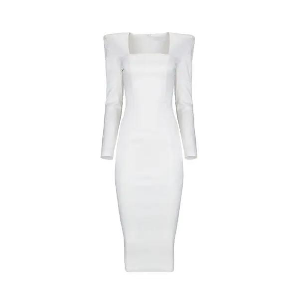 VESTIAIRE D'UN OISEAU LIBRE Padded Shoulders Midi Dress