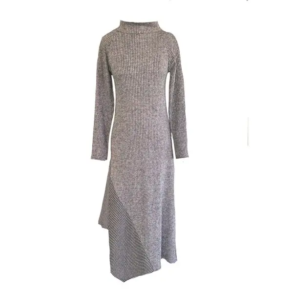 MIRIMALIST Grey / Pink Sunset Open-back Knit Dress