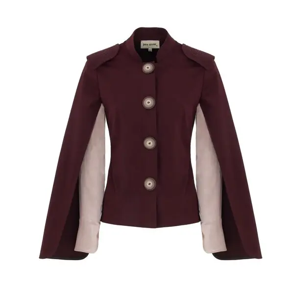 JULIA ALLERT Tailored Structured Cape Blazer Burgundy - Red