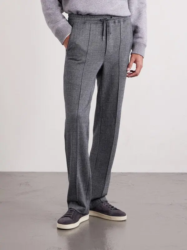 TOM FORD Straight-leg Herringbone Drawstring Trousers