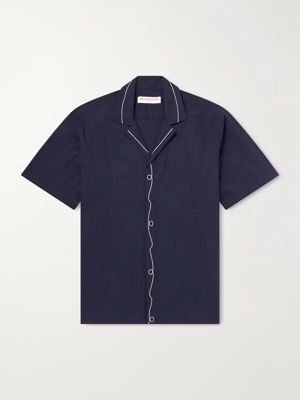 Orlebar Brown Maitan Embroidered Cotton Shirt - Blue