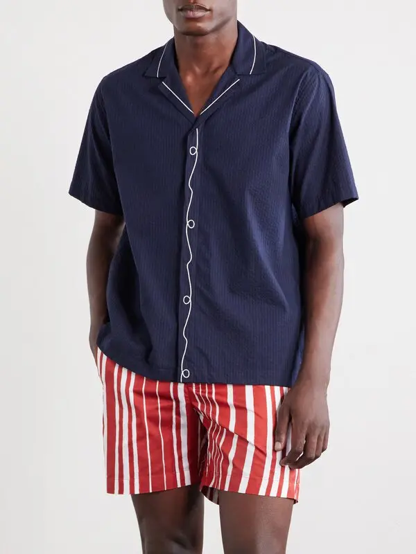 Orlebar Brown Maitan Embroidered Cotton Shirt