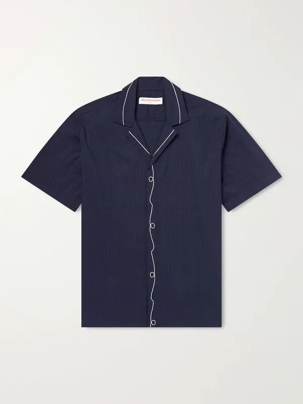 Orlebar Brown Maitan Embroidered Cotton Shirt - Navy