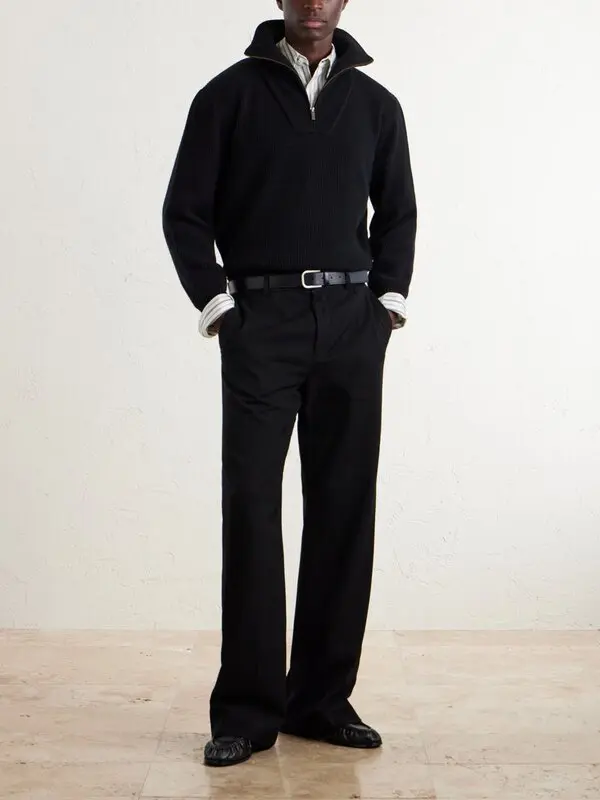 Saint Laurent Ribbed Wool Half-zip Rollneck Sweater