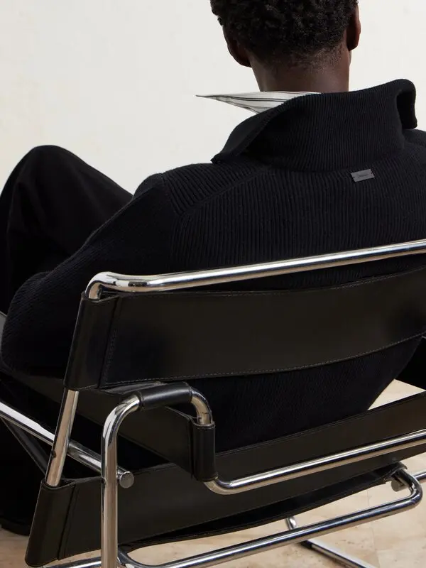 Saint Laurent Ribbed Wool Half-zip Rollneck Sweater