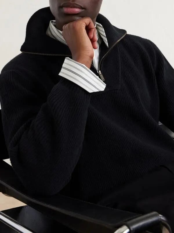 Saint Laurent Ribbed Wool Half-zip Rollneck Sweater