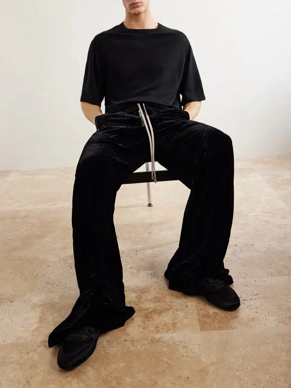 Rick Owens Paneled Pony Hair Lace-up Sneakers