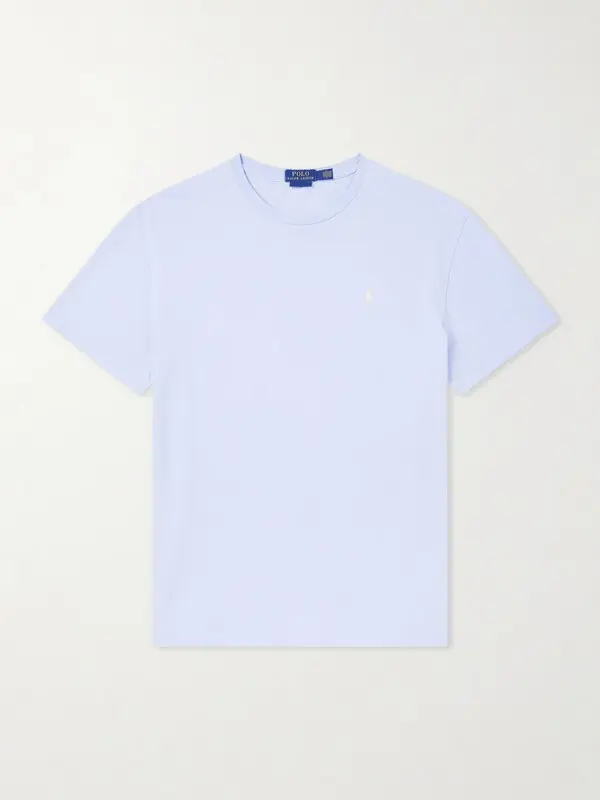 Polo Ralph Lauren Logo-embroidered Cotton-jersey T-shirt - Blue