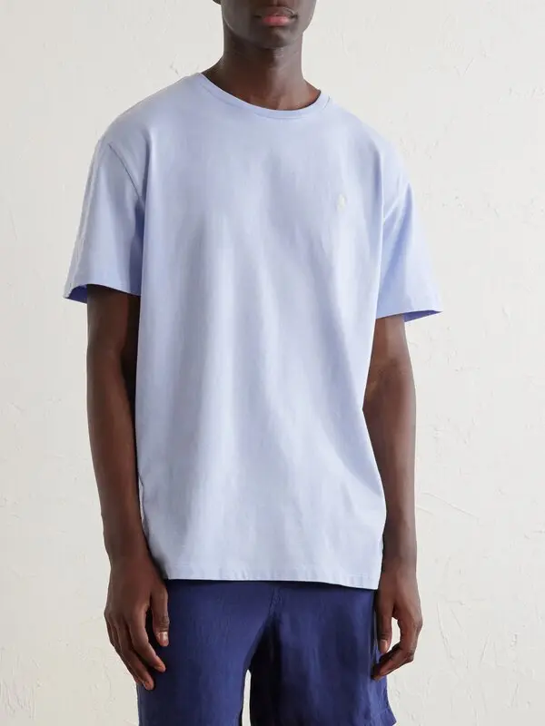 Polo Ralph Lauren Logo-embroidered Cotton-jersey T-shirt - Blue