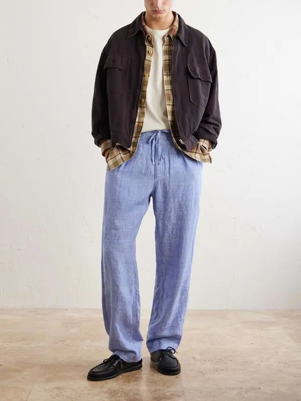 Polo Ralph Lauren Wide-leg Checked Woven Linen Trousers
