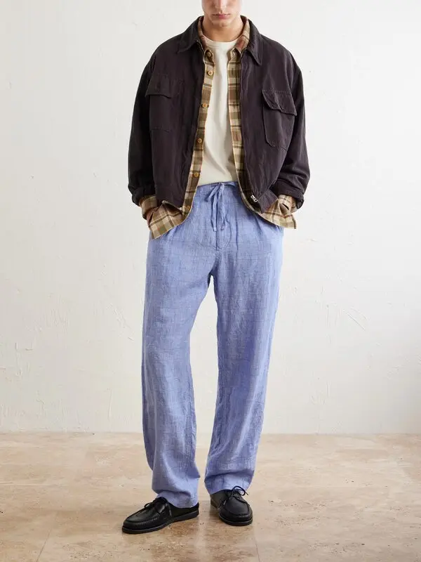 Polo Ralph Lauren Wide-leg Checked Linen Trousers