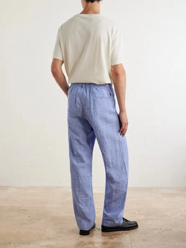 Polo Ralph Lauren Wide-leg Checked Linen Trousers