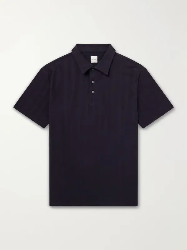 Paul Smith Organic Herringbone Cotton-piqué Polo Shirt - Blue