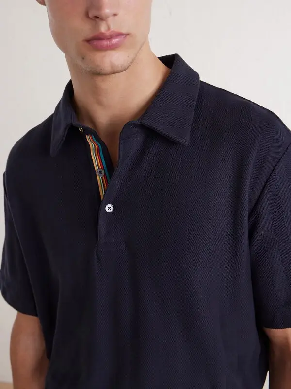 Paul Smith Organic Herringbone Cotton-piqué Polo Shirt