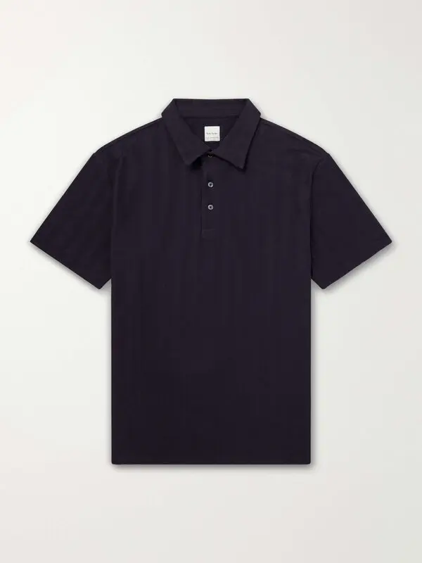 Paul Smith Organic Herringbone Cotton-piqué Polo Shirt - Navy